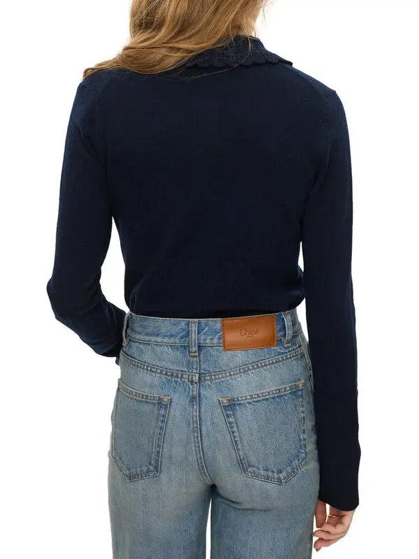 Chloé Fitted Logo Cardigan In A Wool Knit