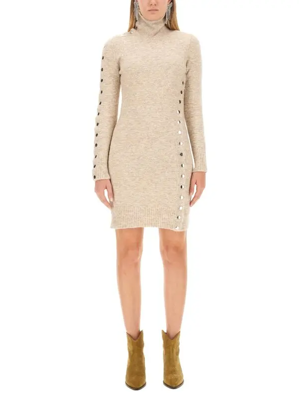 Isabel Marant Étoile Turtleneck Button Detailed Midi Dress - Cream