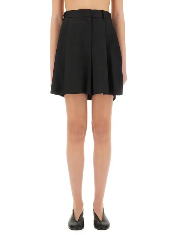 Moschino Asymmetrical Wool Shorts - Black