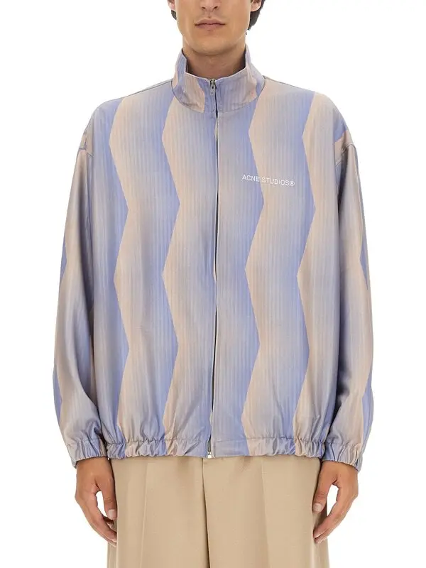 Acne Studios Relaxed Fit Zip Up Jacket With Logo - Multicolor