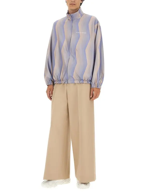 Acne Studios Relaxed Fit Zip Up Jacket With Logo - Multicolor