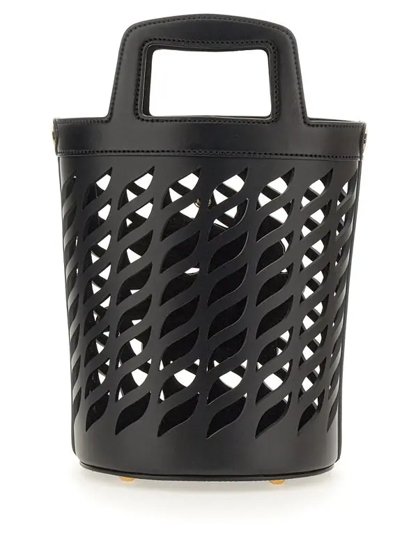 Etro Leather Coffee Bag With Applique And Cut-out Details - Black