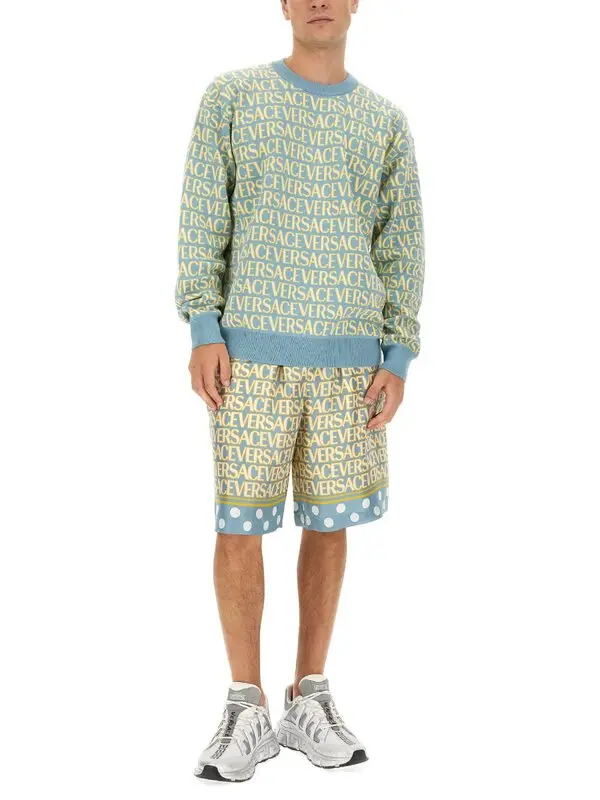 Versace Allover Logo Cotton Jersey