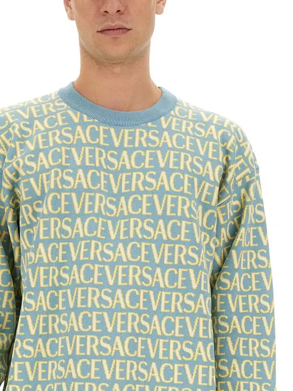 Versace Allover Logo Cotton Jersey