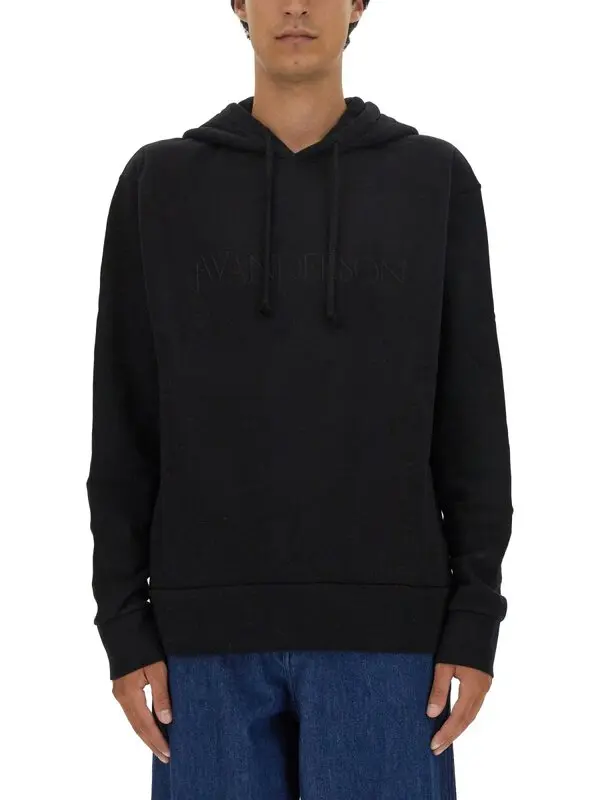 JW Anderson Logo Embroidered Hoodie - Black