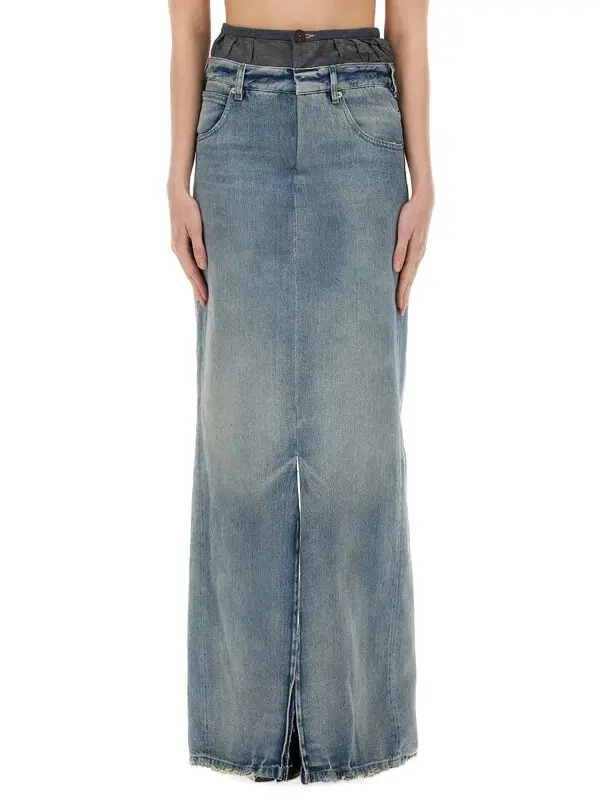 MAISON MARGIELA Long Denim Skirt - Blue