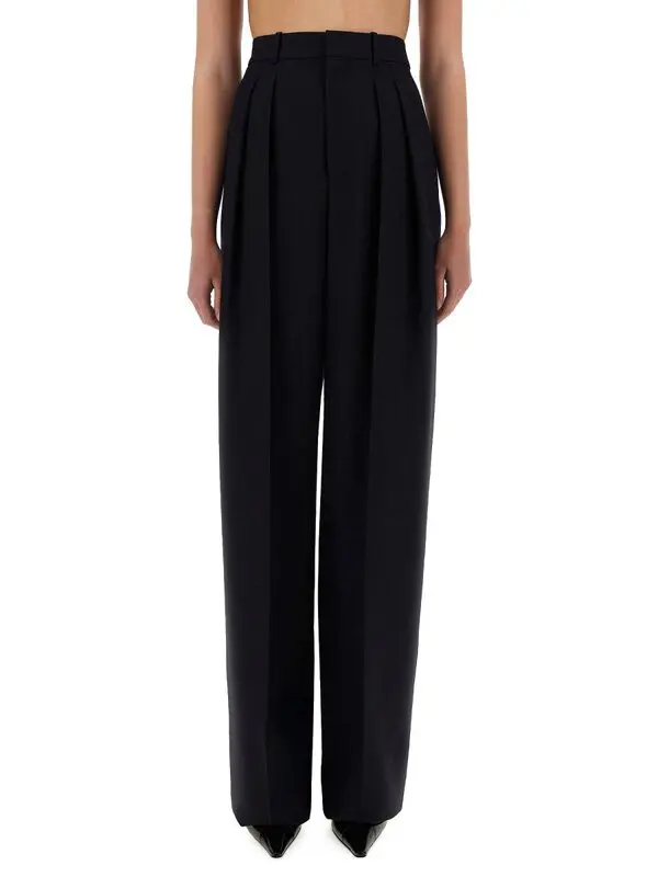 Saint Laurent Wide-leg Grain De Poudre Trousers - Blue