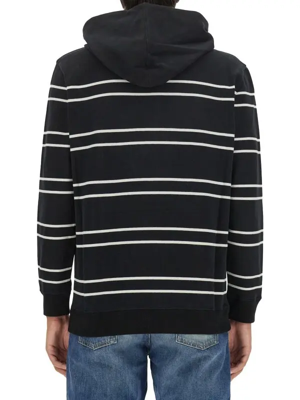 Saint Laurent Striped Cotton Hoodie - Black