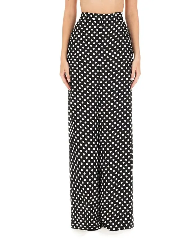 Saint Laurent Wide Leg Polka Dot Pants - Multicolor