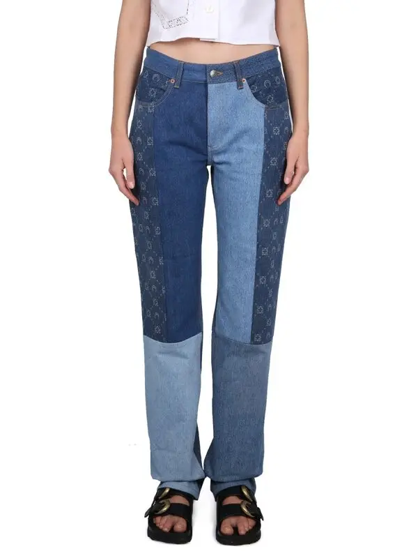 MARINE SERRE Paneled Denim Jeans - Blue
