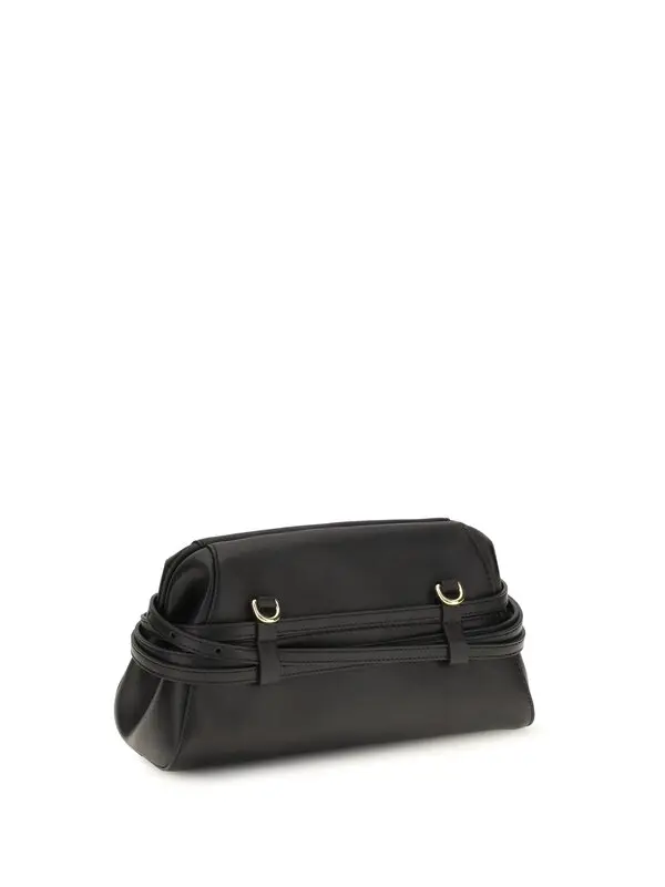 Moschino Belt Detail Clutch In Smooth Leather - Black