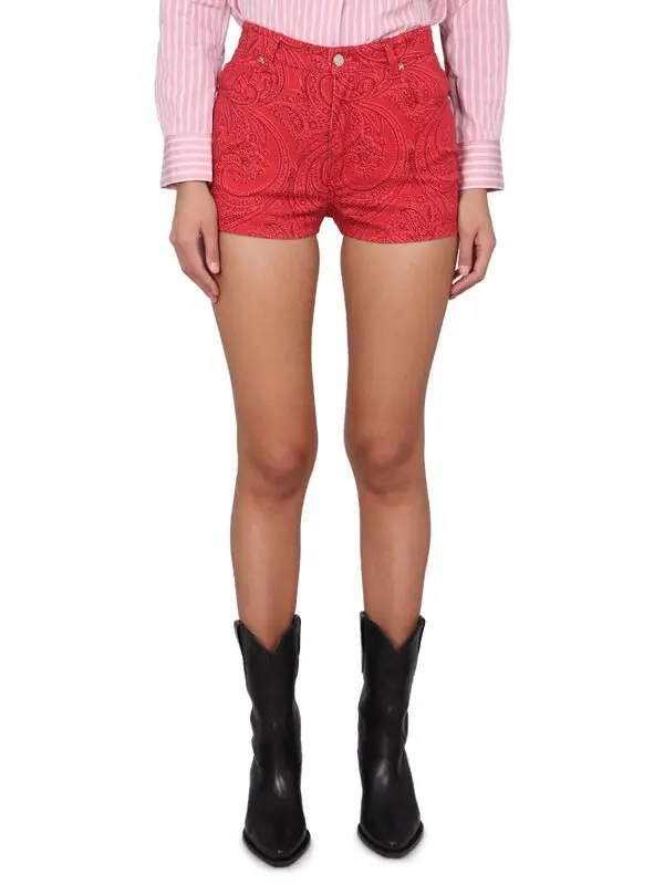 Etro Paisley Print Shorts - Red