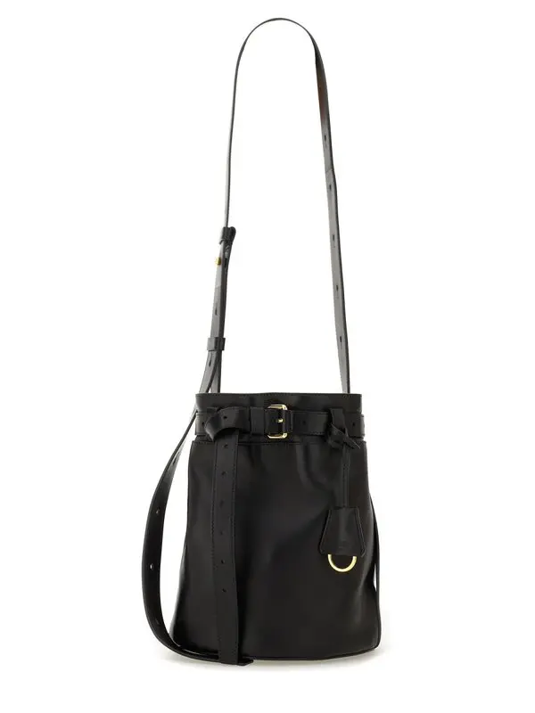 Moschino Tie Detailed Bucket Bag - Black