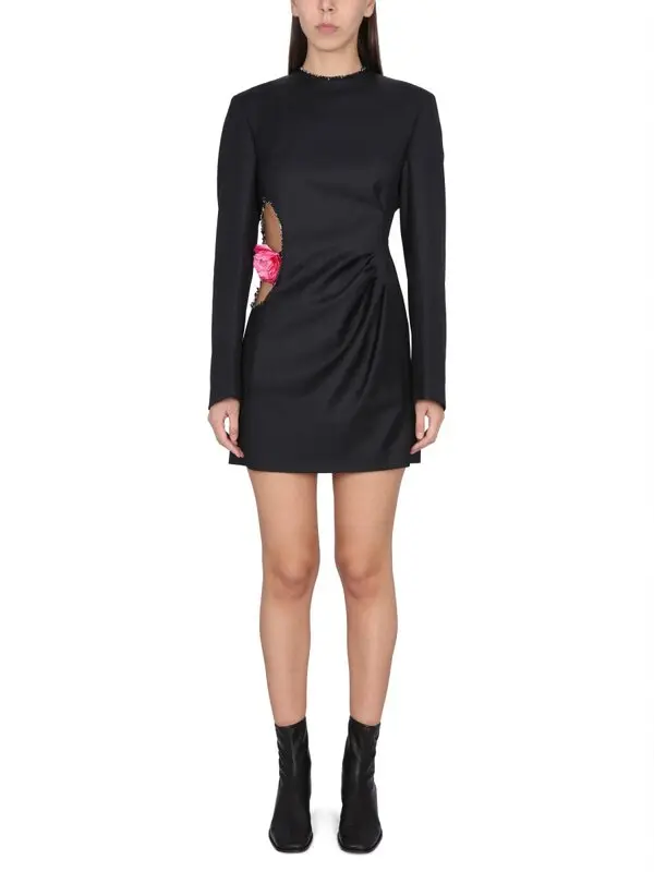 Acne Studios Wool Dress With Cut-out Detail - Black