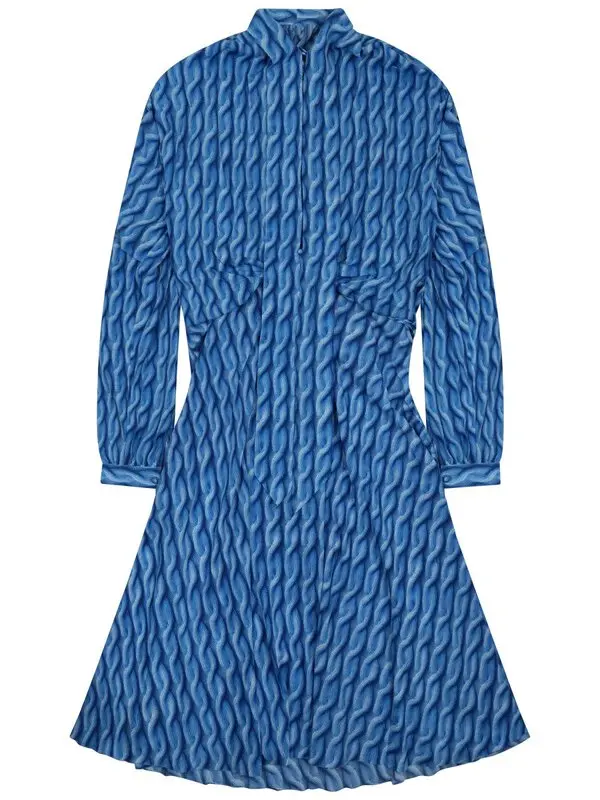 Balenciaga Printed Midi Dress - Blue