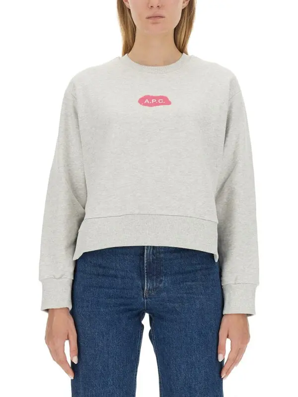 A.p.c. Cotton Logo Sweatshirt - Gray