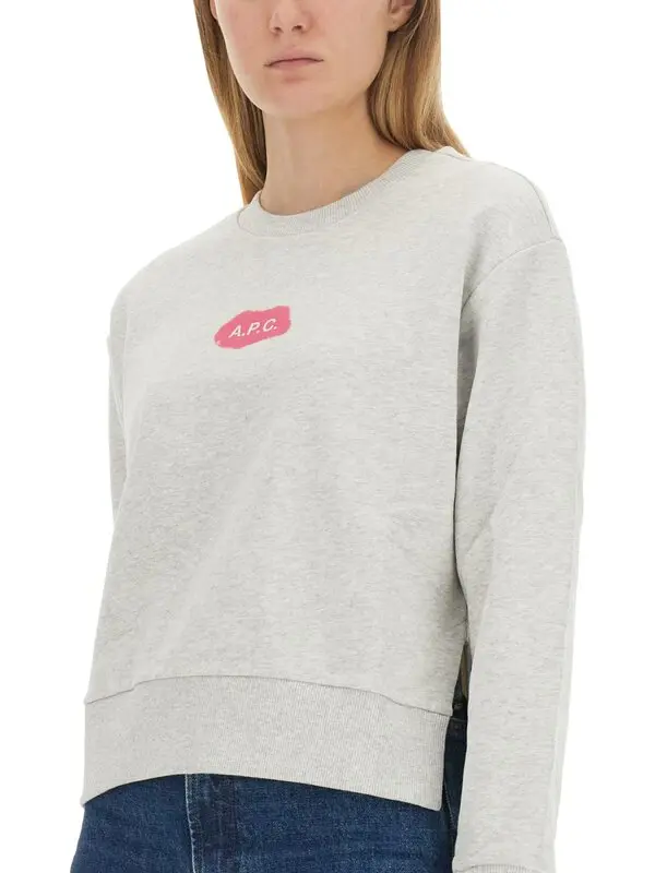 A.p.c. Cotton Logo Sweatshirt - Gray
