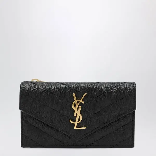 Saint Laurent Cassandre Matelasse Flap Card Holder - Black