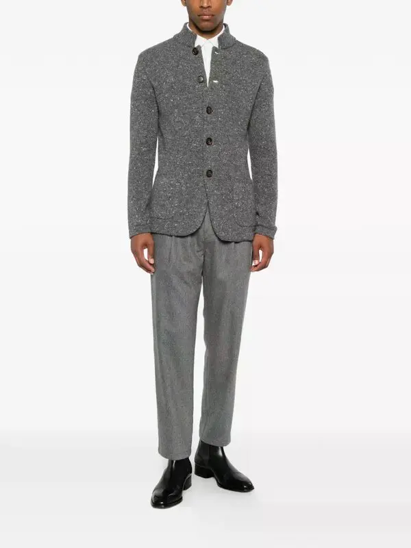 Eleventy Flecked-knit Button-up Cardigan