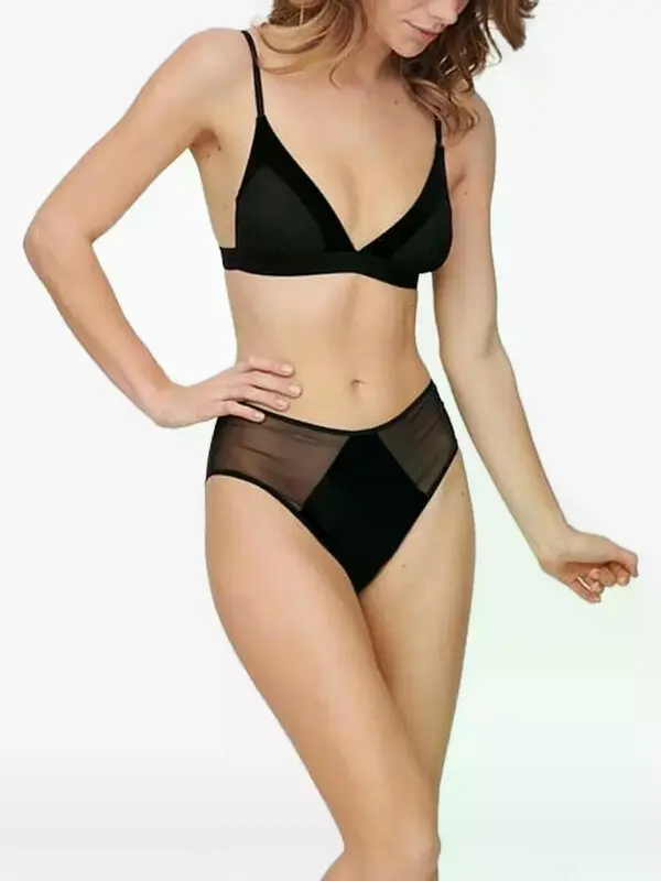 UNDRESS CODE Velvet-trimmed Triangle Bra - Black