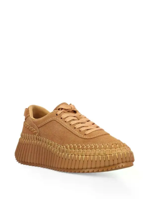 Chloé Nama Hand-stitched Suede Sneakers - Neutrals