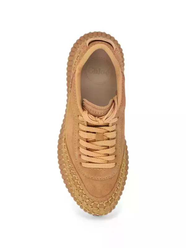 Chloé Nama Hand-stitched Suede Sneakers - Neutrals
