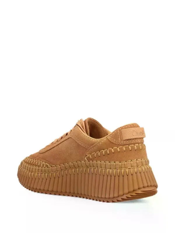 Chloé Nama Hand-stitched Suede Sneakers - Neutrals