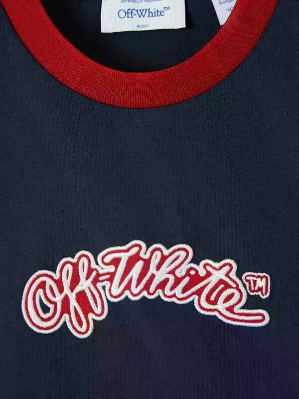 Off-White Logo Embroidered Cotton T-shirt