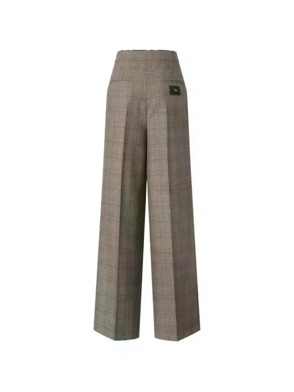 Pinko Check Lace-trim Trousers
