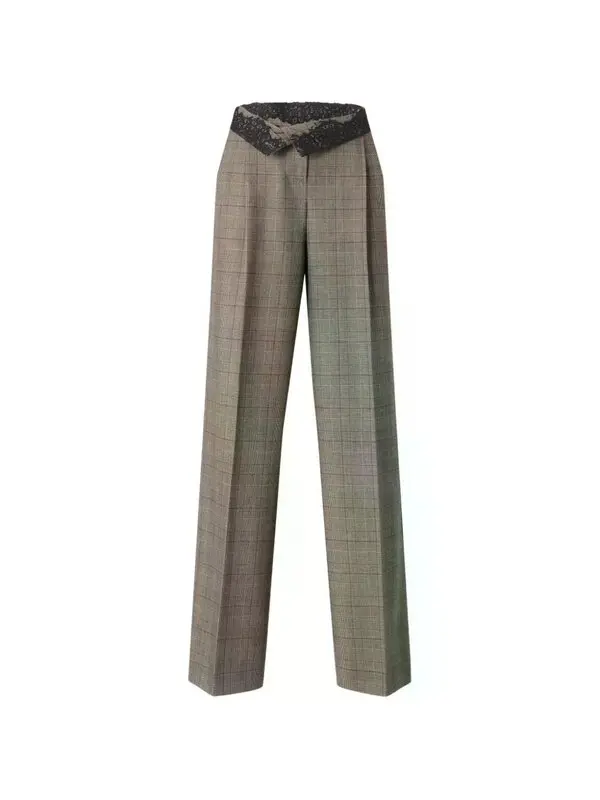 Pinko Check Lace-trim Trousers