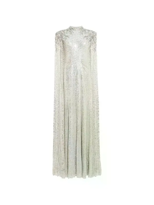 Jenny Packham Dakota Sequin Cape Dress