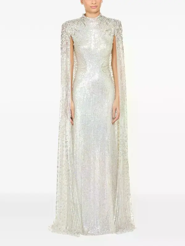 Jenny Packham Dakota Sequin Cape Dress