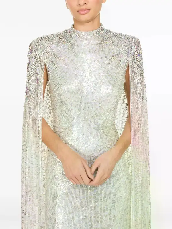 Jenny Packham Dakota Sequin Cape Dress