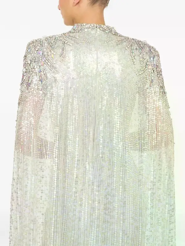 Jenny Packham Dakota Sequin Cape Dress