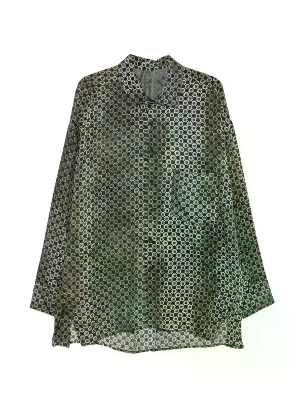 ZIGGY CHEN Geometric-print Long-sleeve Shirt