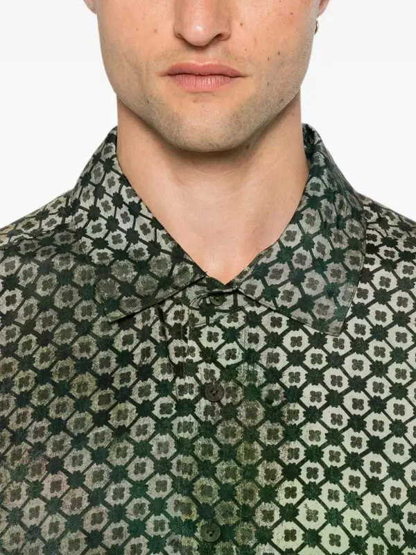 ZIGGY CHEN Geometric-print Long-sleeve Shirt