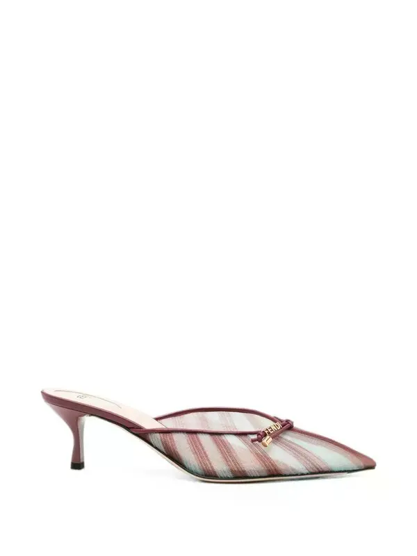 Fendi Striped Tulle Pointed Toe Mules