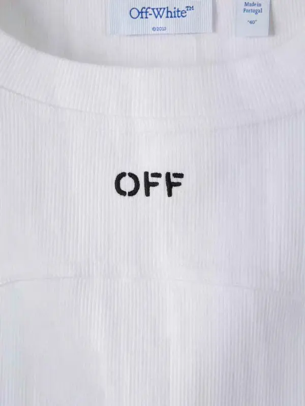 Off-White Ribbed Logo Print Sleeveless Top