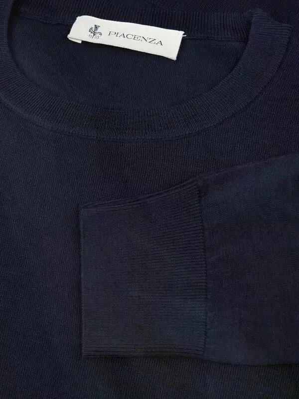 PIACENZA CASHMERE 1733 Merino Wool Crew Neck Sweater - Blue