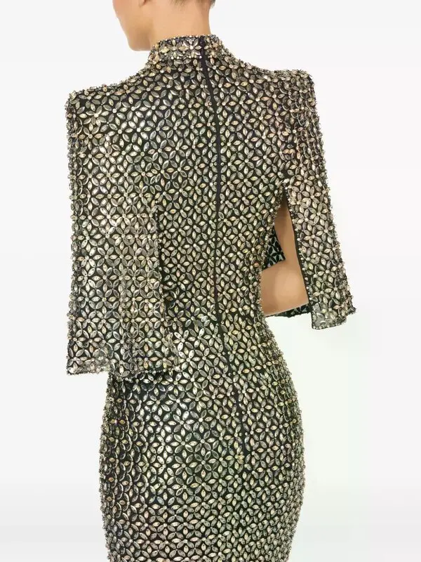 Jenny Packham Maxi Sedona Dress With Mock Neck And 3/4 Sleeves