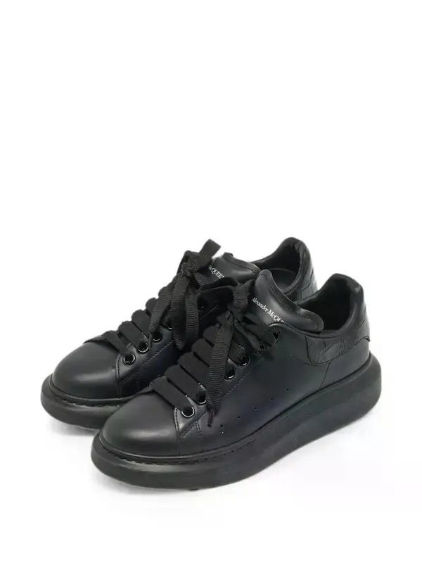 Alexander McQueen Oversized Leather Sneakers With Croc-embossed Heel - Black