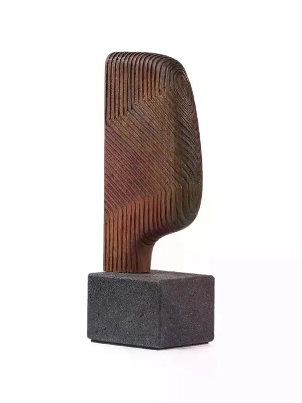 ZANAT Moai Chiselled-walnut Bookends