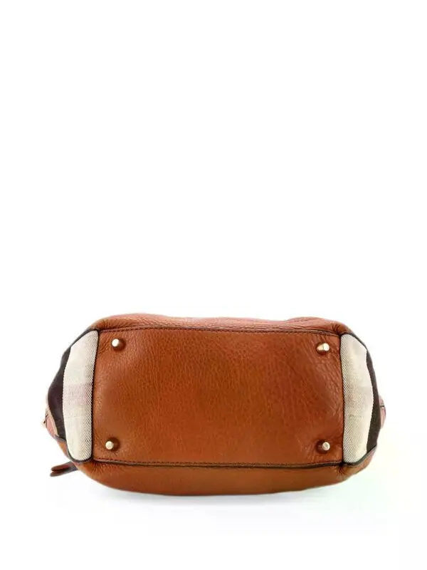 Burberry Maidstone Leather And House Check Canvas Medium Tote Bag