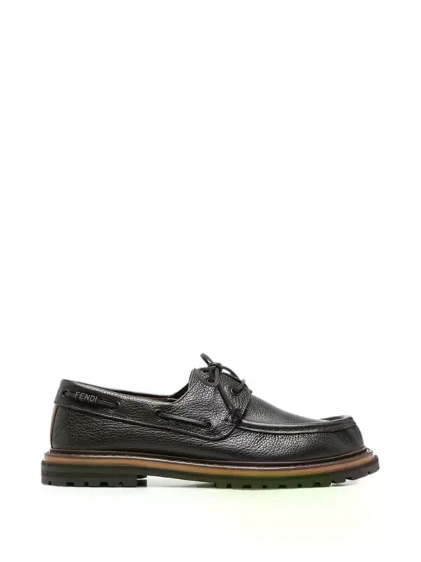 Fendi Lace-up Leather Boat Shoes