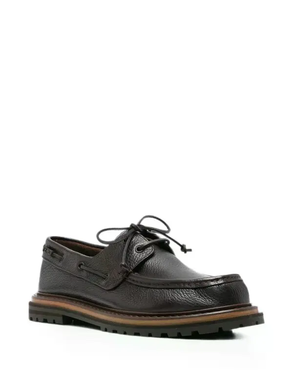 Fendi Lace-up Leather Boat Shoes