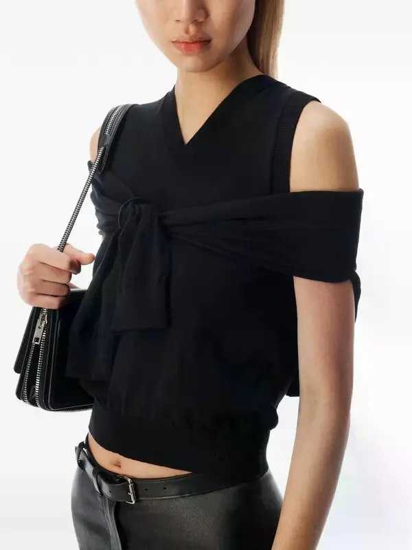 Alexander Wang V-neck Sleeveless Vest With Wrap Detail - Black
