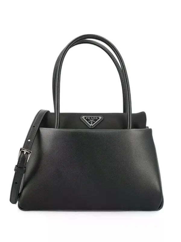 Prada Logo Plaque Leather Shoulder Bag