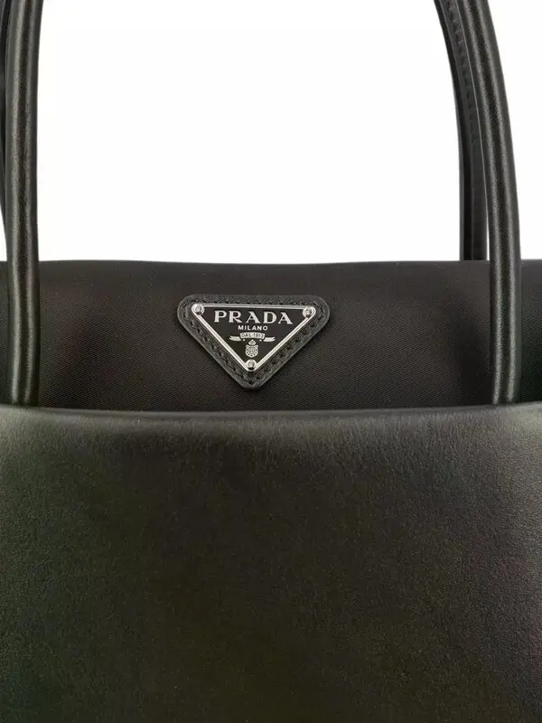 Prada Logo Plaque Leather Shoulder Bag