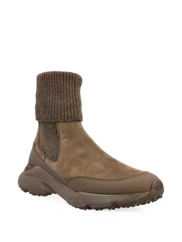 TOD'S Ribbed-knit Suede Boots