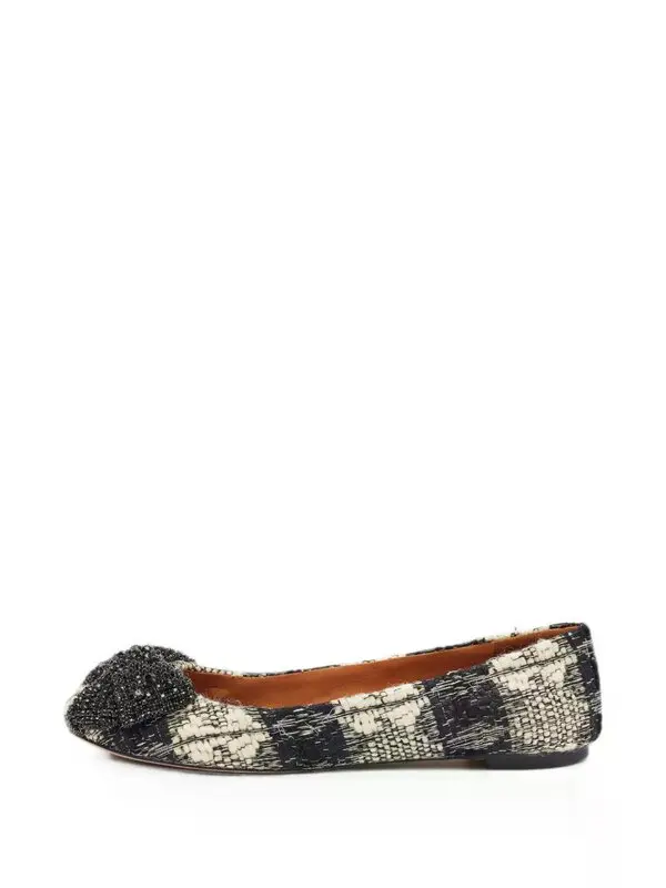 Tory Burch Ballet Flats With Crystal Embellished Bow Detail